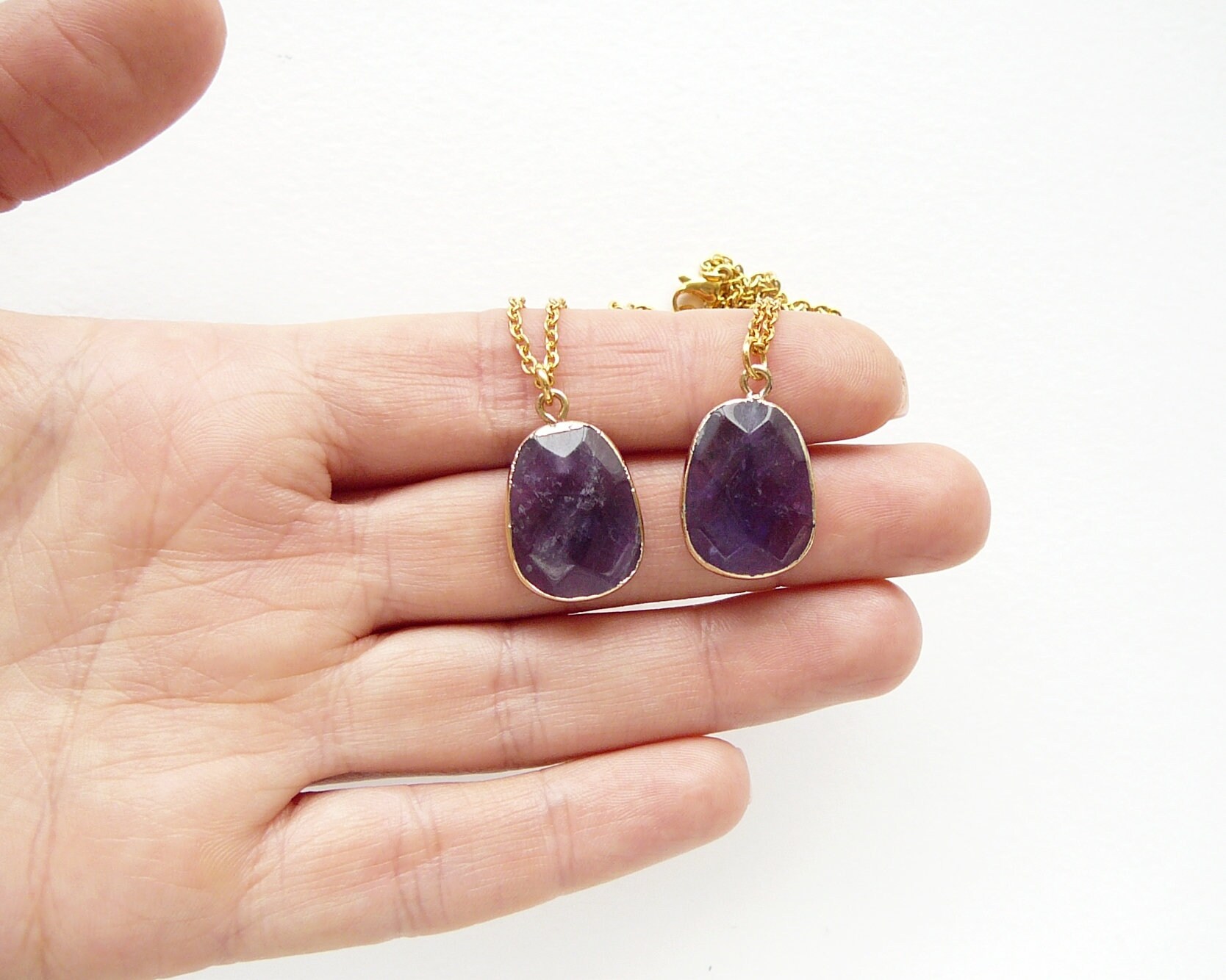 Amethyst Necklace Natural Amethyst pendant Long Healing | Etsy