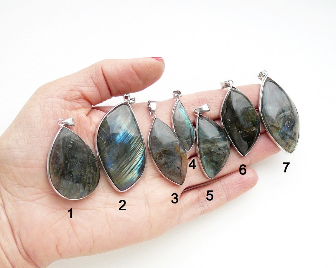 Labradorite Necklace Labradorite Pendant Silver Natural | Etsy