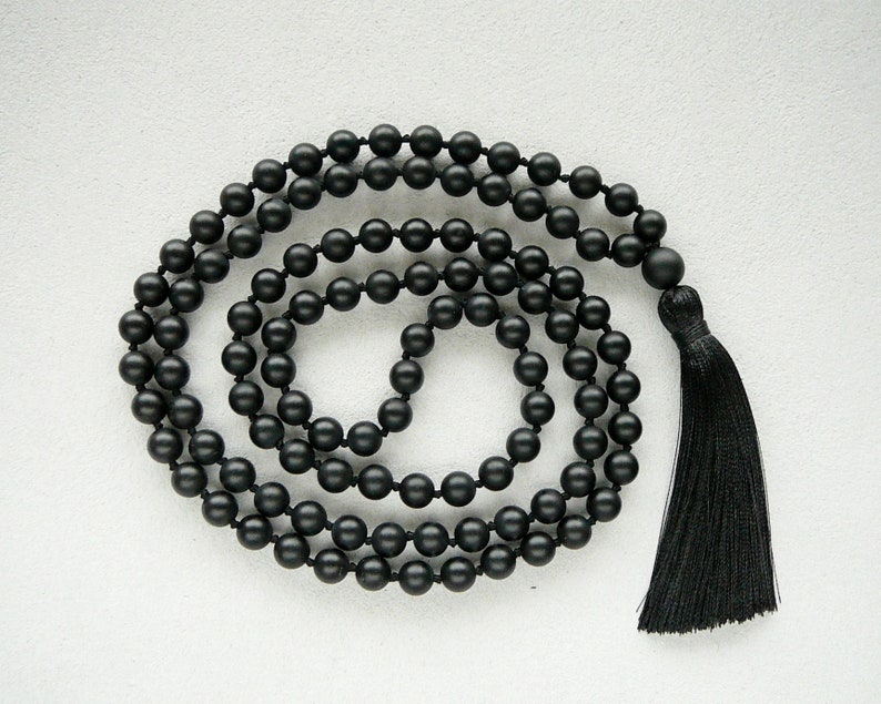Black Mala Necklace 108 Mala Bead Necklace for Man Women Gift | Etsy