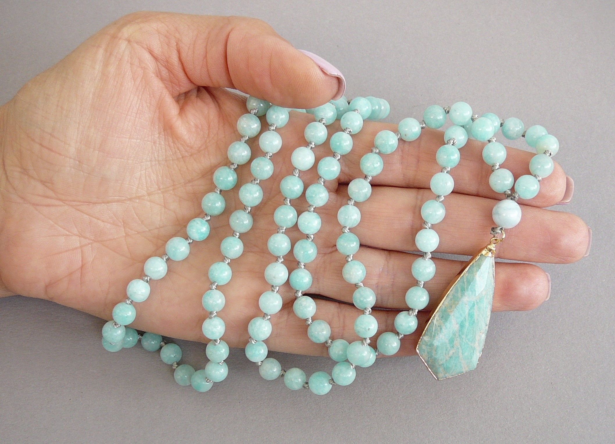Amazonite Necklace for Women 108 Bead Mala Necklace for Her | Etsy