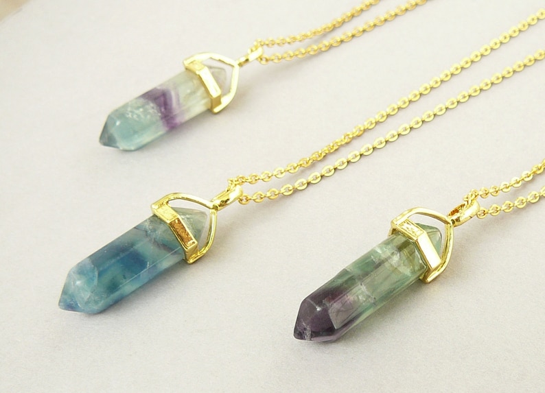 Fluorite Necklace Natural Fluorite Pendant Necklace Women - Etsy