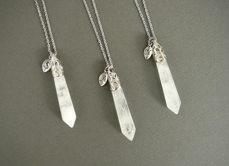 Clear Quartz Necklace Crystal Quartz Pendant Silver Letter - Etsy