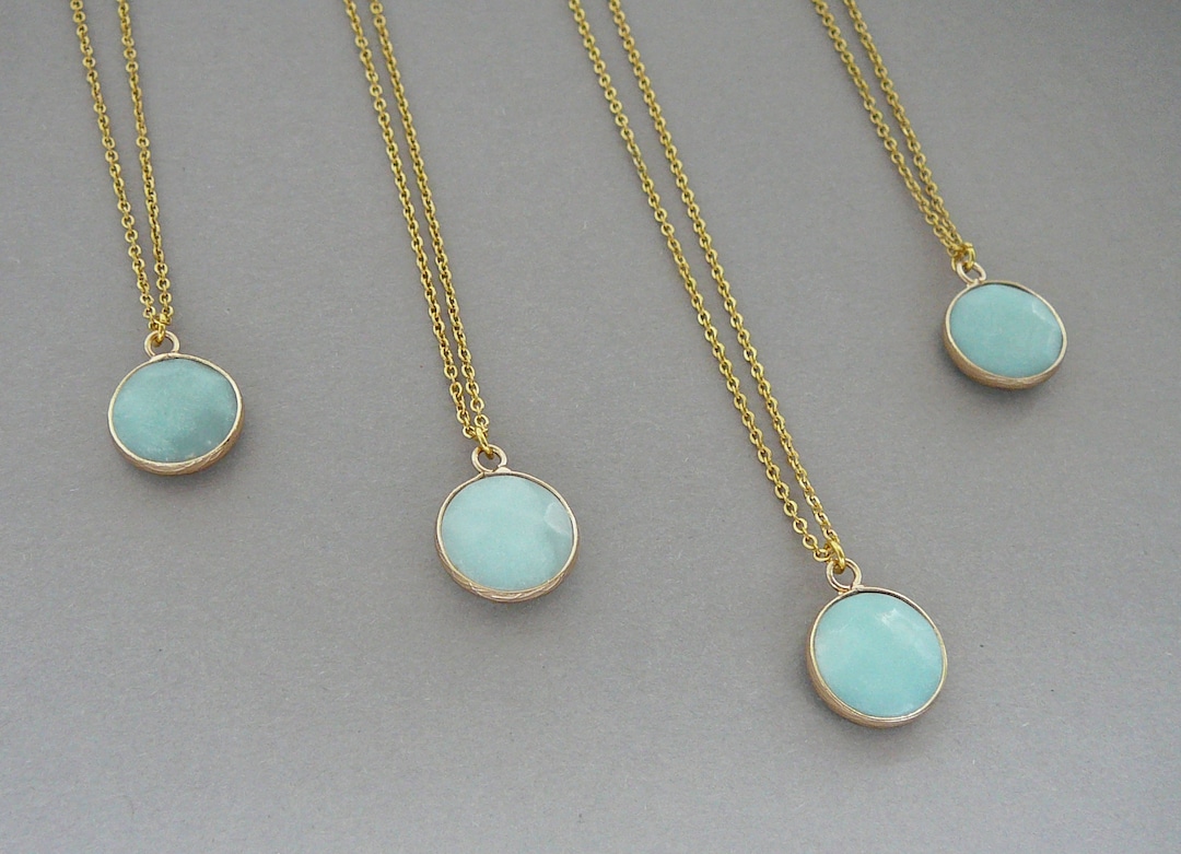 Amazonite Necklaces Amazonite Pendants Mint Green Gold Necklace Natural ...