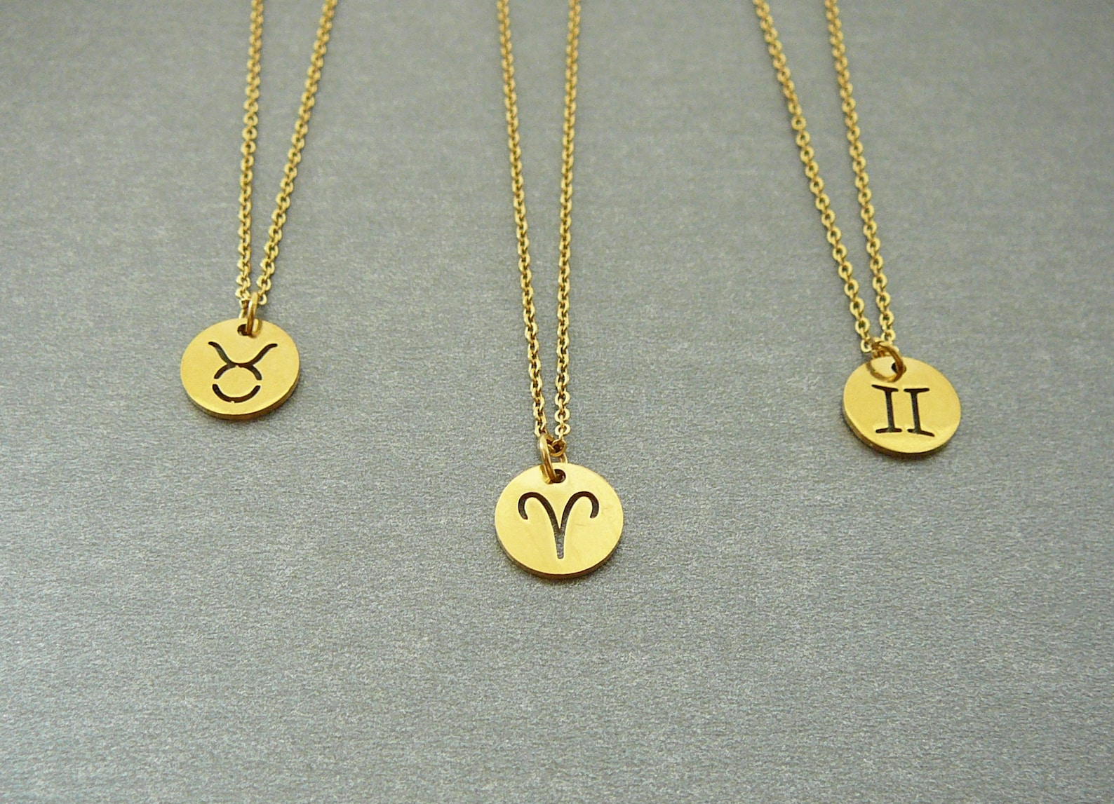 Zodiac Necklace Gold Coin Necklace Astrology Pendants - Etsy