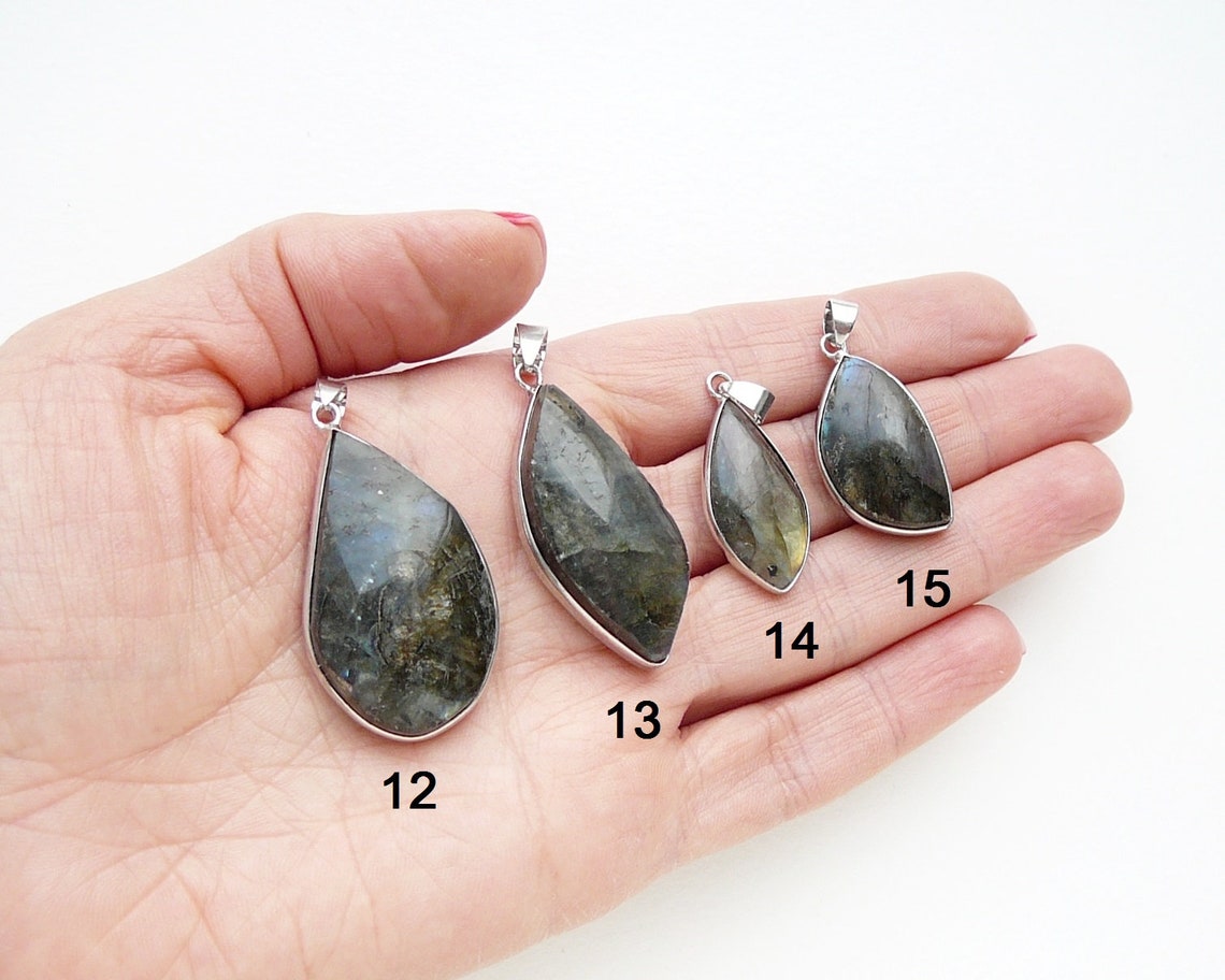 Labradorite Necklace Labradorite Pendant Silver Natural | Etsy