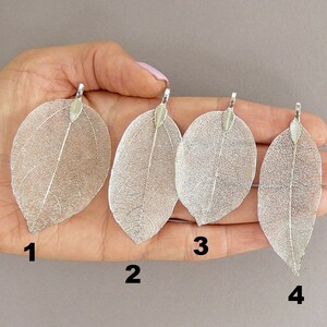Silver Leaf Necklace Silver Plated Real Leaf Pendant for Women Organic ...