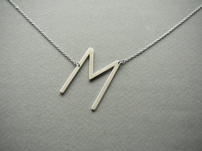 Silver Initial Necklace Large Letter Necklace for Women - Etsy