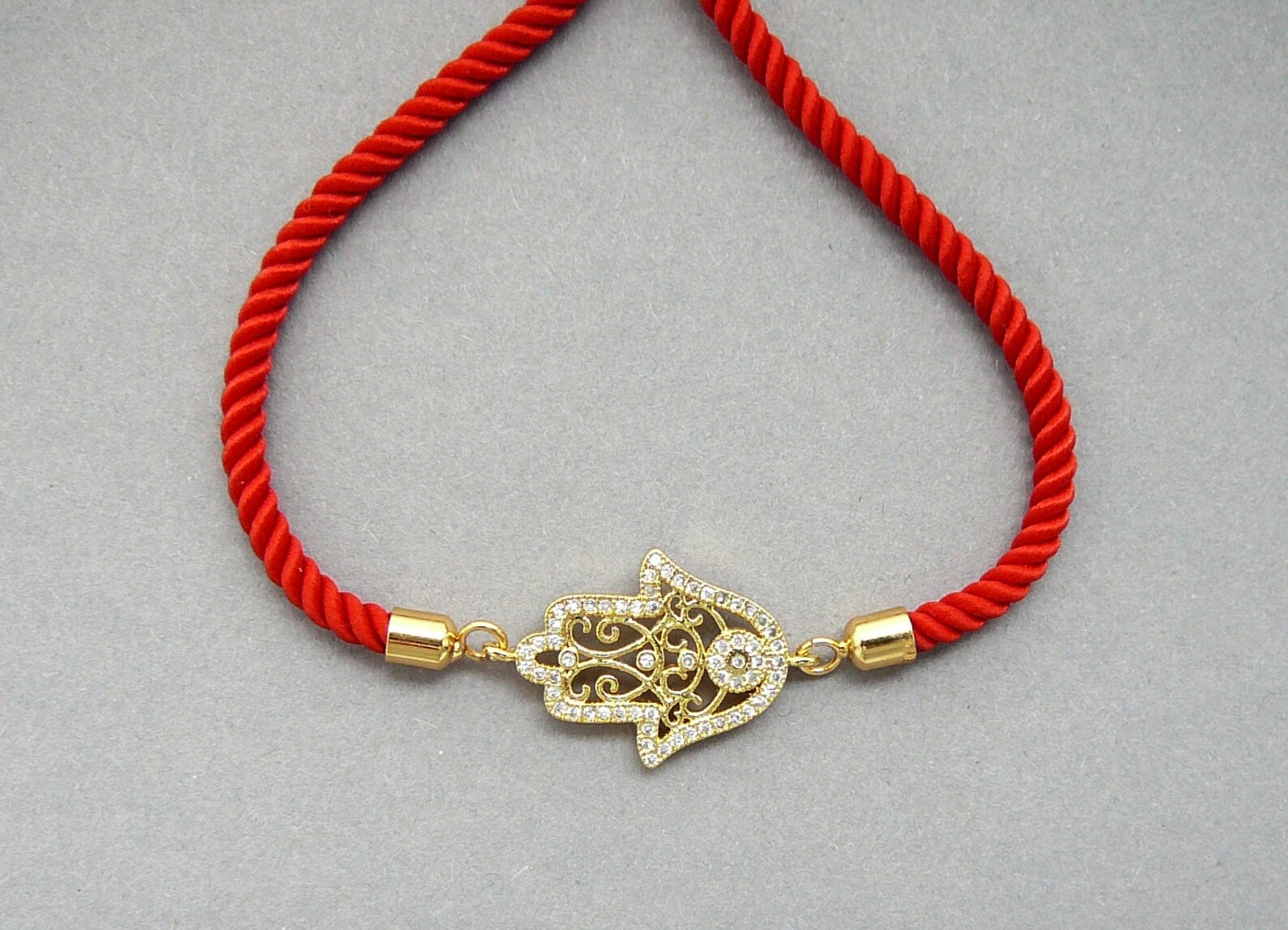 Hamsa Bracelet, Red Slider Bracelet for Women, Reg Gold Hamsa Hand ...