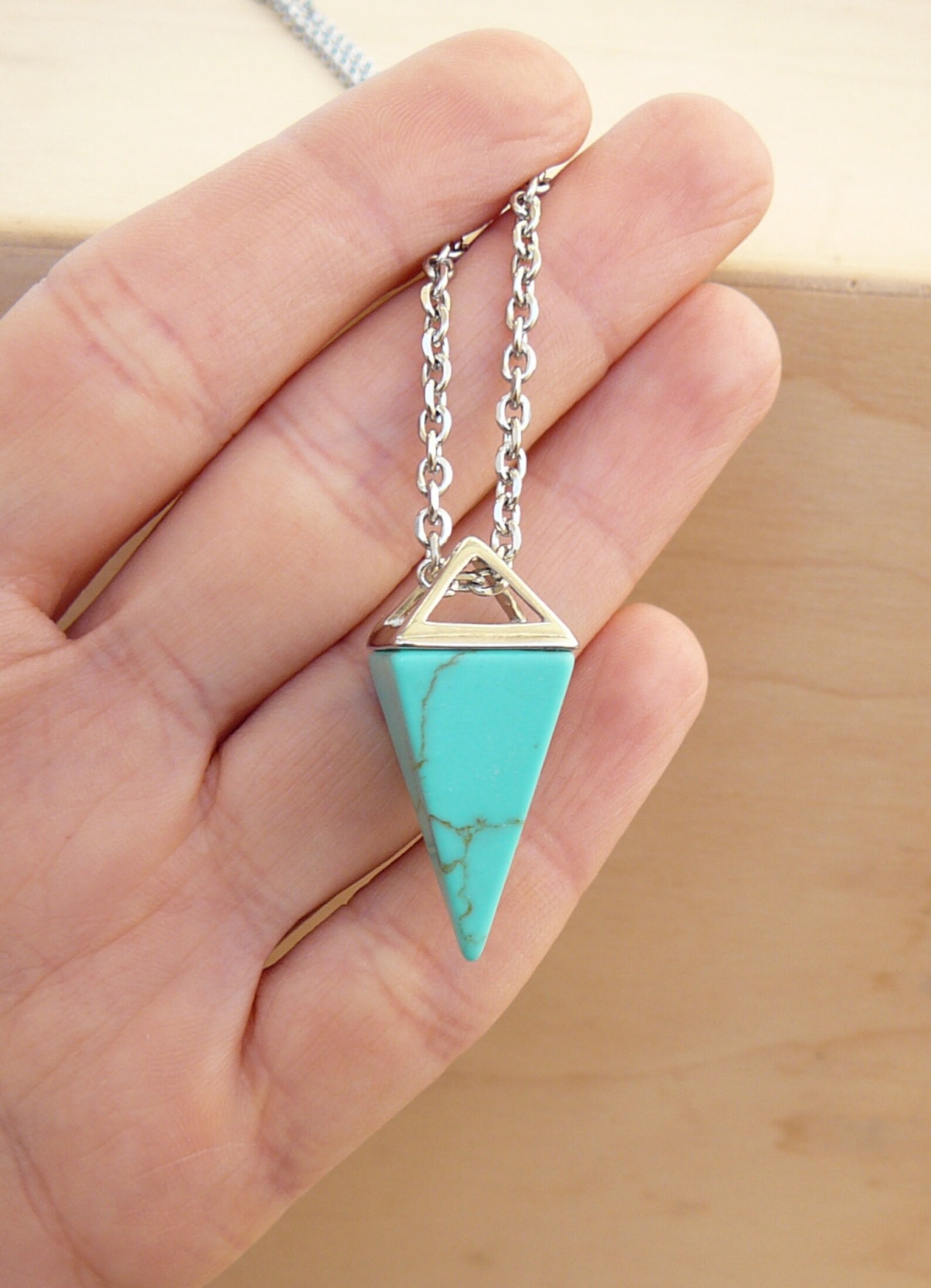 Turquoise Pendant Blue Pendant Turquoise Necklace Long Blue Necklace ...