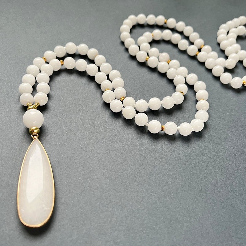 Long Jade Mala Necklace - Etsy