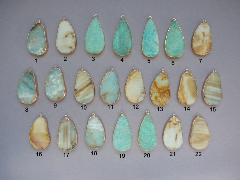 Amazonite Big Pendant Amazonite Gold Necklace Gift for Women - Etsy