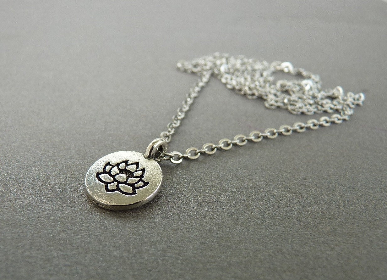Lotus Necklace Lotus Pendant Women Silver Necklace Silver Pendant Long ...