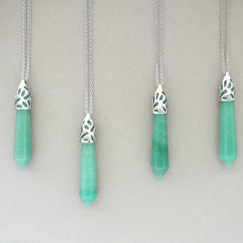 Green Aventurine Necklace Natural Aventurine Pendant Long - Etsy