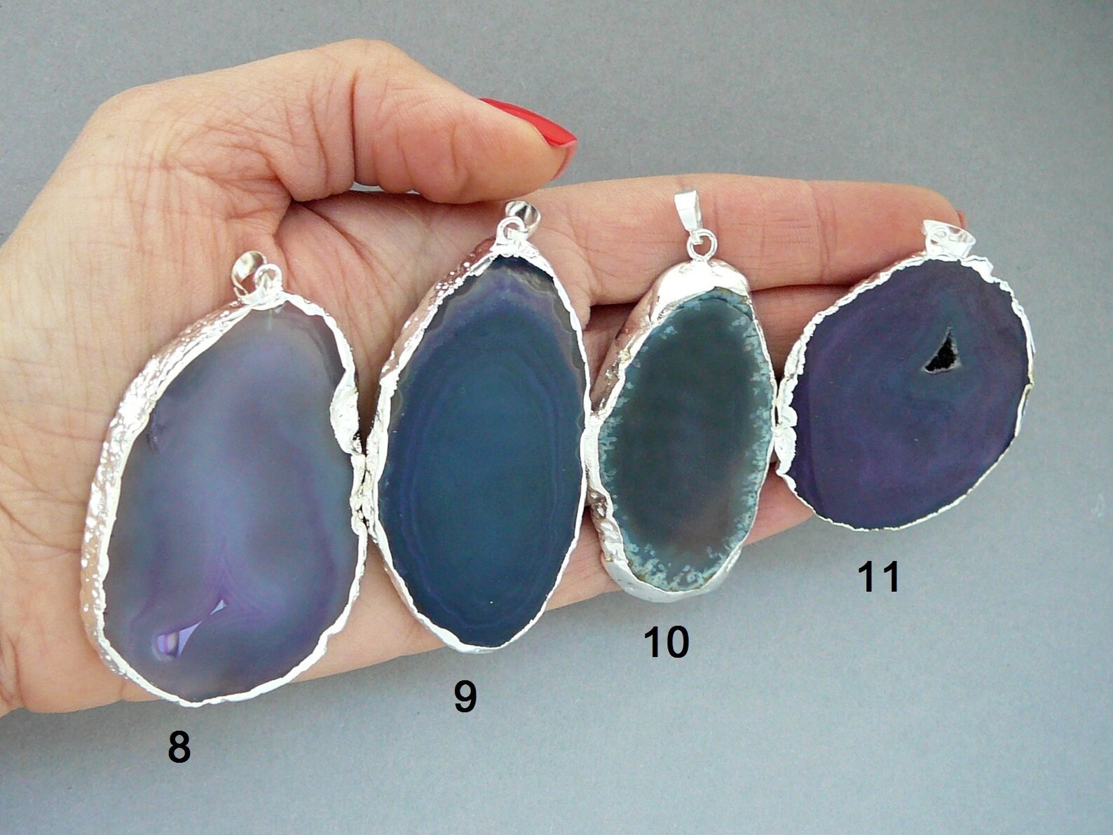Violet Agate Slice Necklace Dark Violet Agate Pendant Gift for - Etsy
