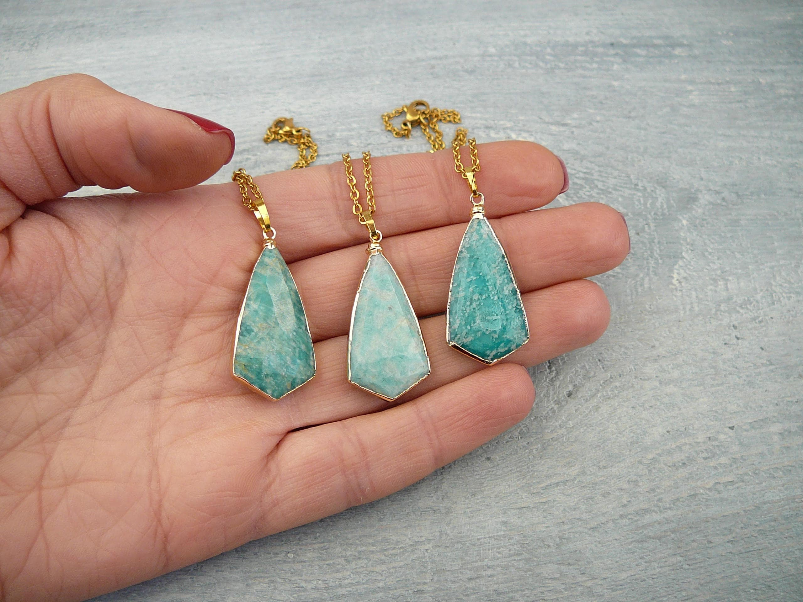 Amazonite Necklace Gemstone Necklace Womens Gift Long Stone | Etsy