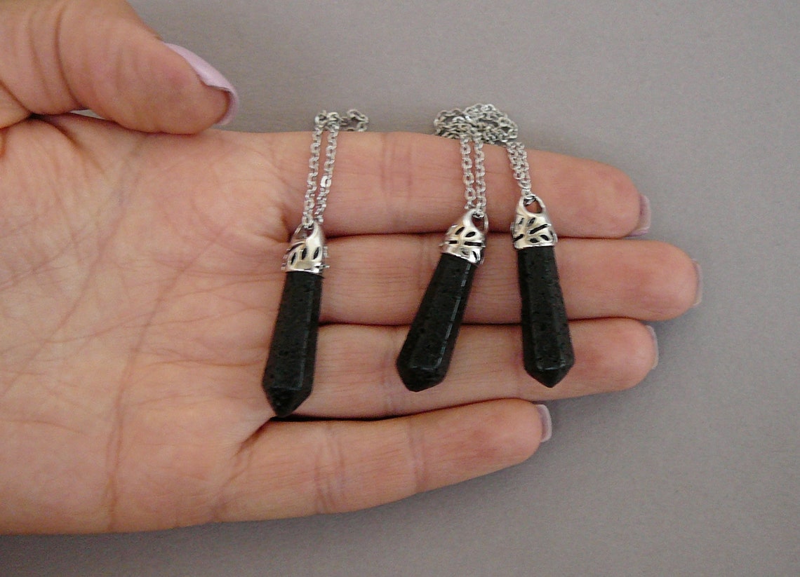 Black Lava Necklace Mens Lava Rock Necklace Volcanic Lava | Etsy