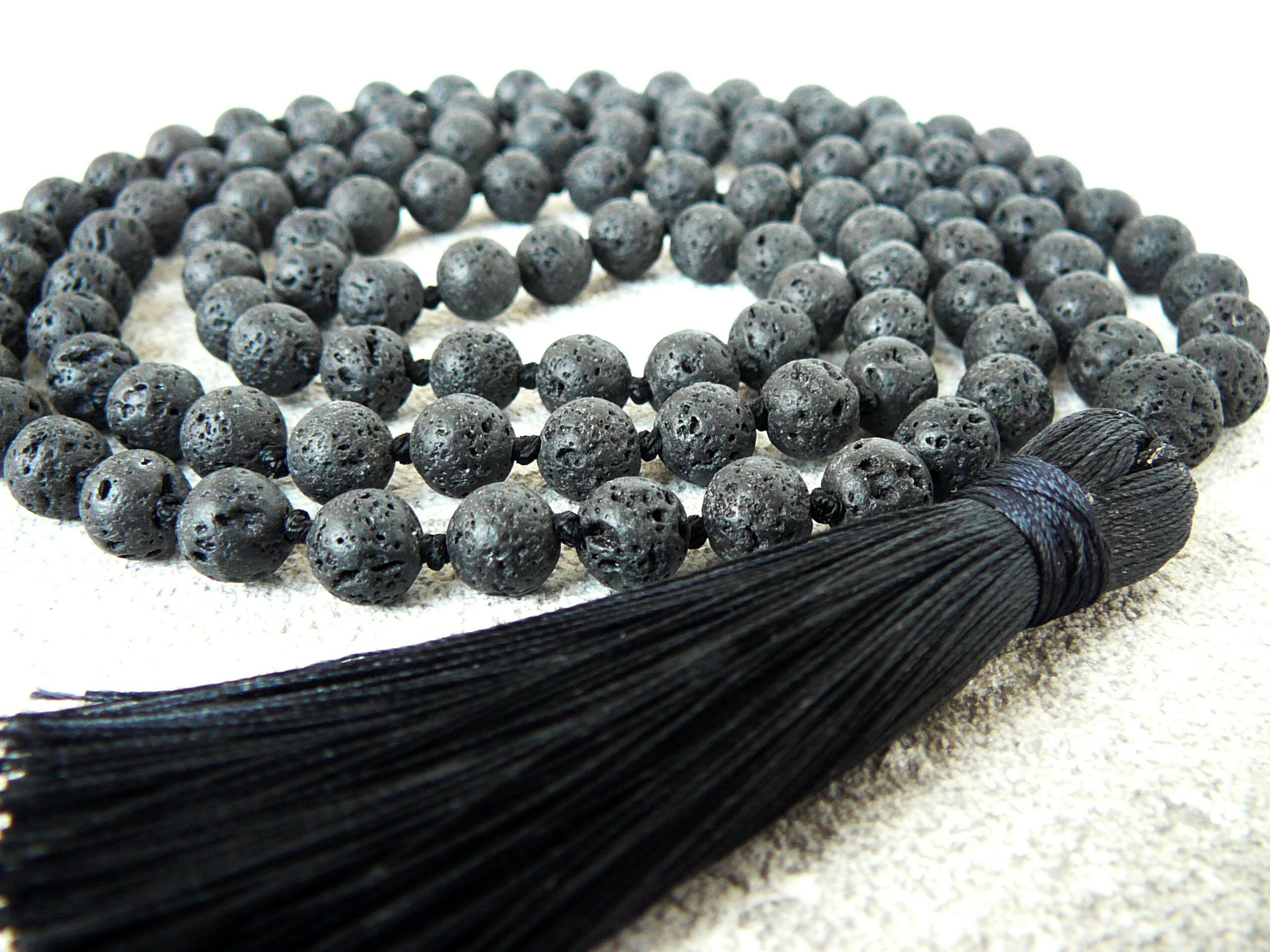 Lava Mala Necklace Black Lava 108 Mala Necklace for Man Women - Etsy