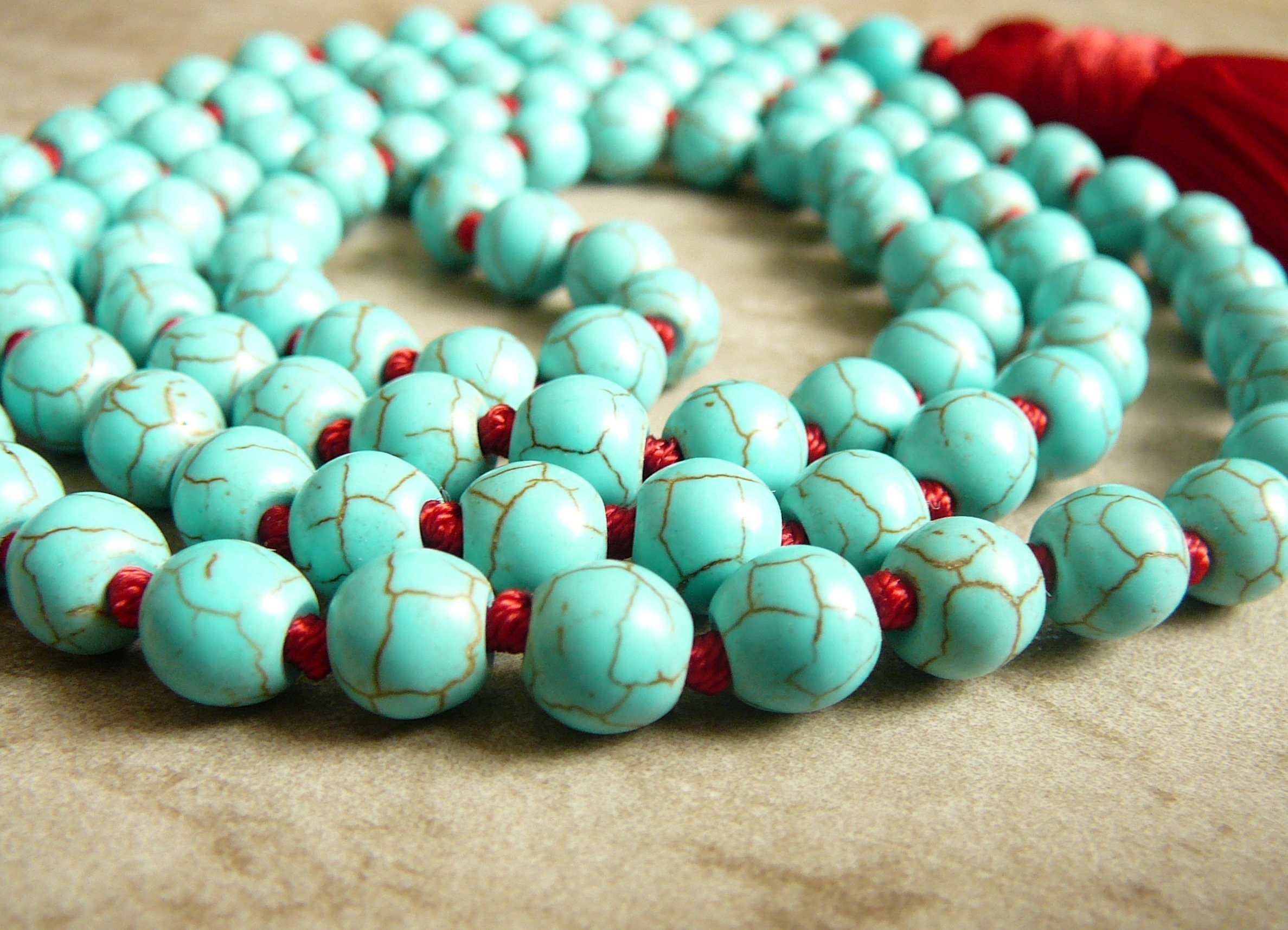 Turquoise Mala Necklace Turquoise Howlite 108 Mala Beads | Etsy