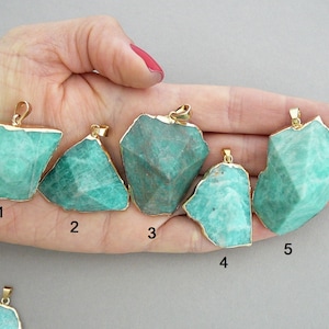 Raw Amazonite Necklace Big Amazonite Pendants Mint Green - Etsy
