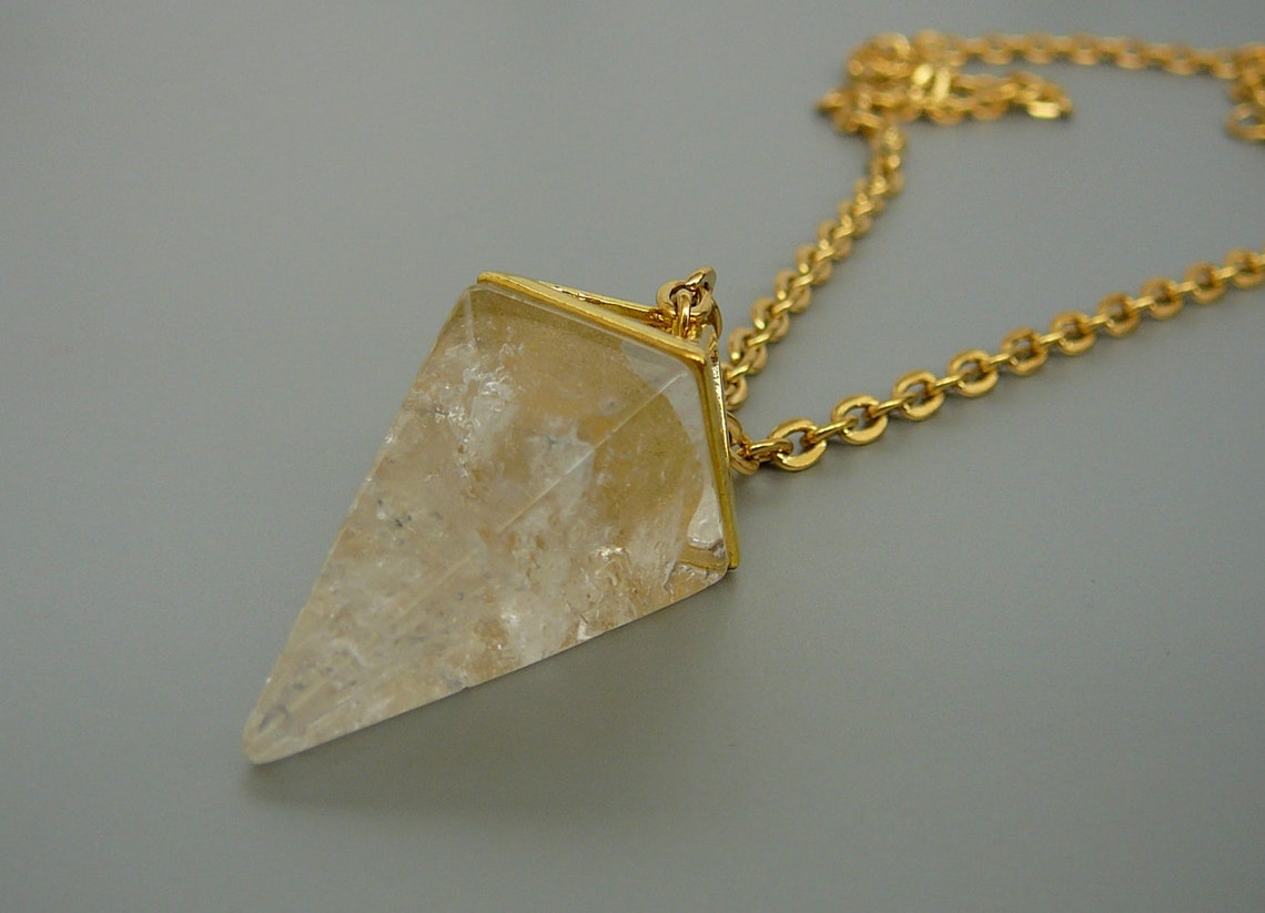 Citrine Pendant Quartz Necklace Long Necklace citrine pendant | Etsy
