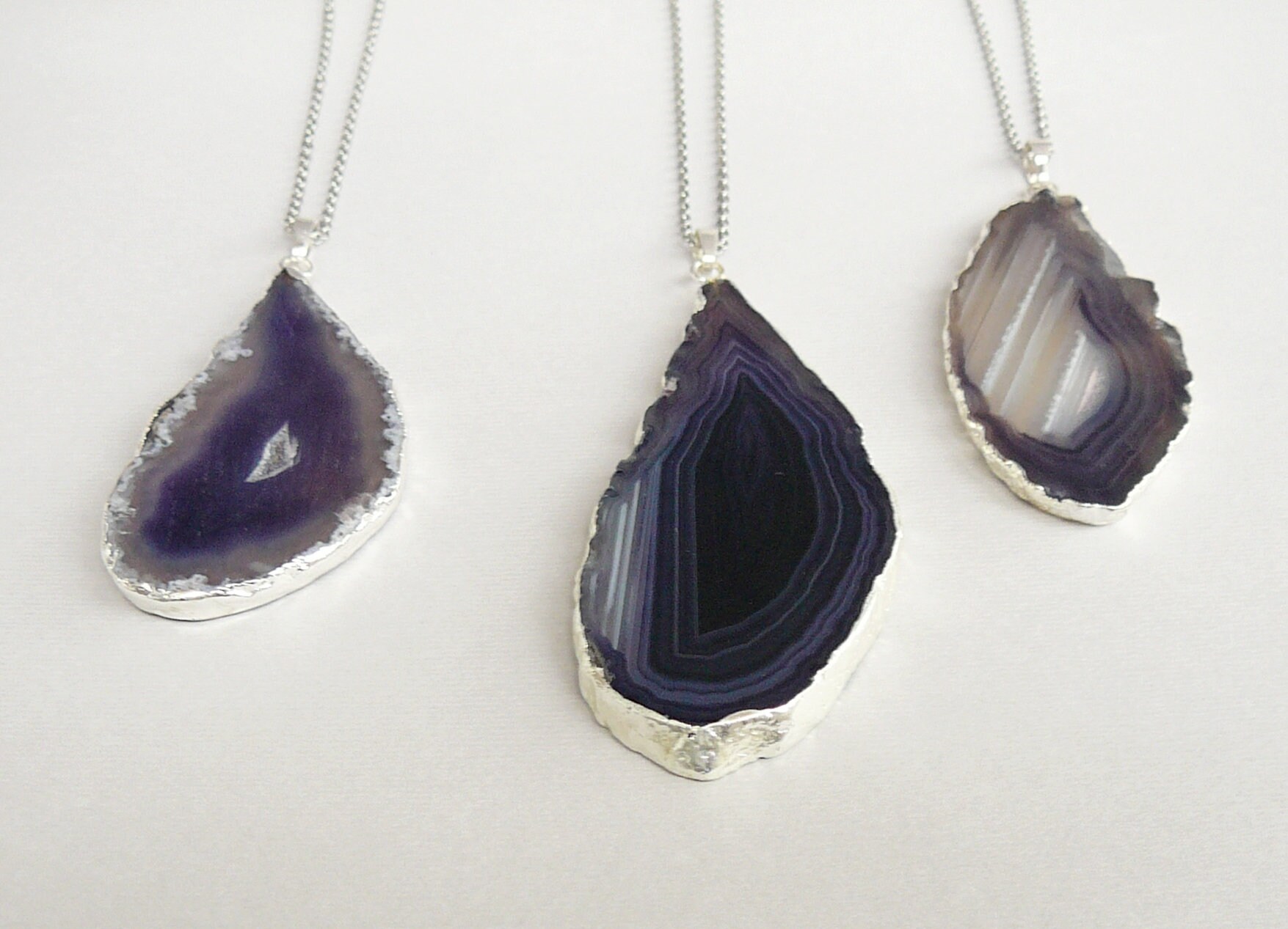 Violet Agate Slice Necklace Dark Violet Agate Pendant Gift for - Etsy