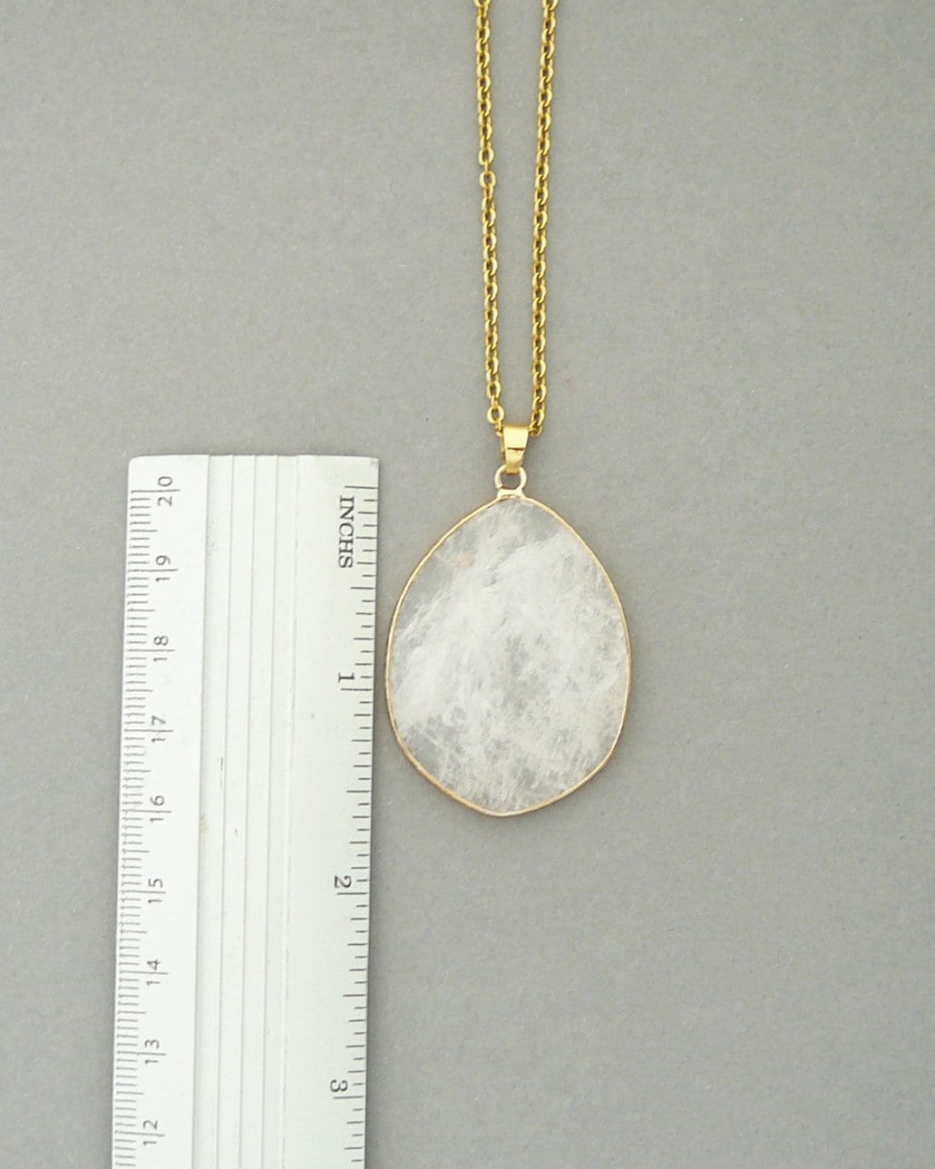 Clear Quartz Necklace Clear Quartz Pendant Gold Long | Etsy