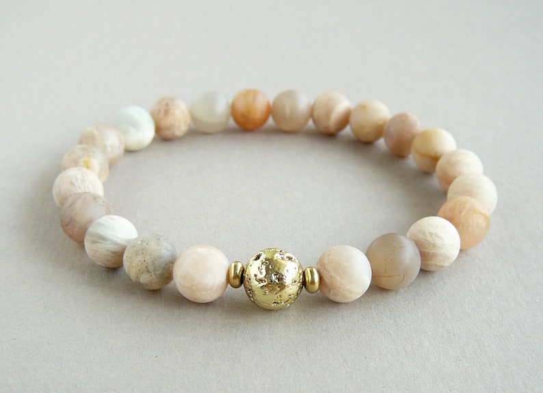 Sunstone Bracelet Golden Lava Beaded Bracelet for Women Gift - Etsy