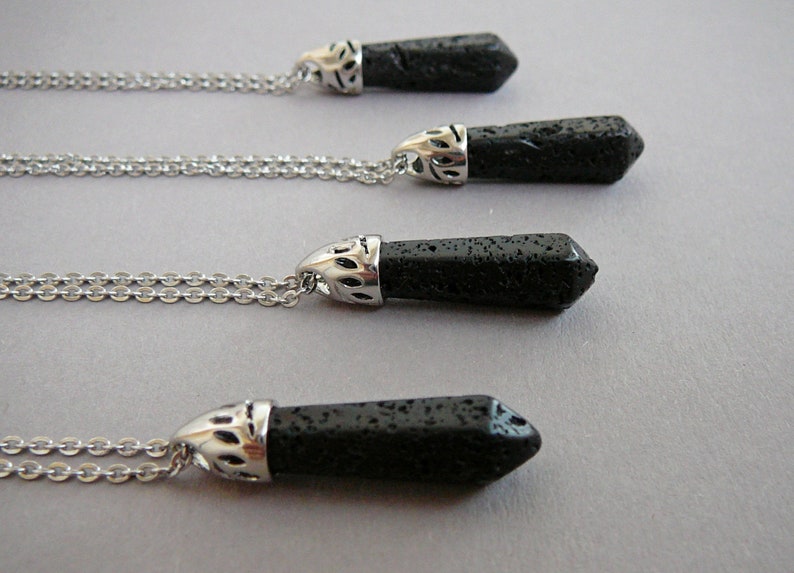 Black Lava Necklace Mens Lava Rock Necklace Volcanic Lava | Etsy