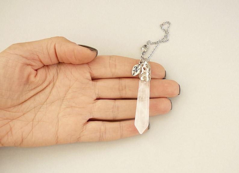 Clear Quartz Necklace Crystal Quartz Pendant Silver Letter - Etsy