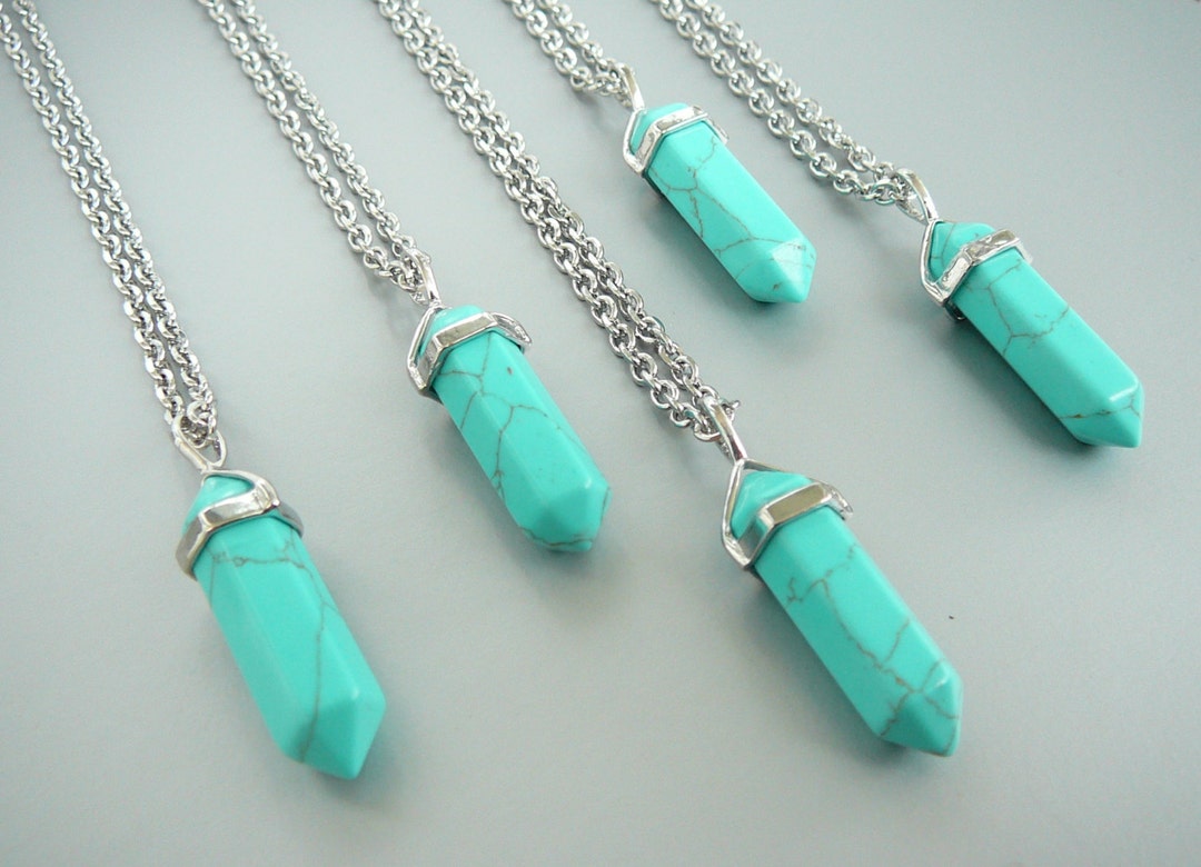 Crystal Point Necklace Turquoise Necklace Turquoise Pendant Turquoise ...