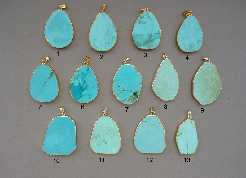 Turquoise Necklace for Women Blue Big Turquoise Pendant - Etsy