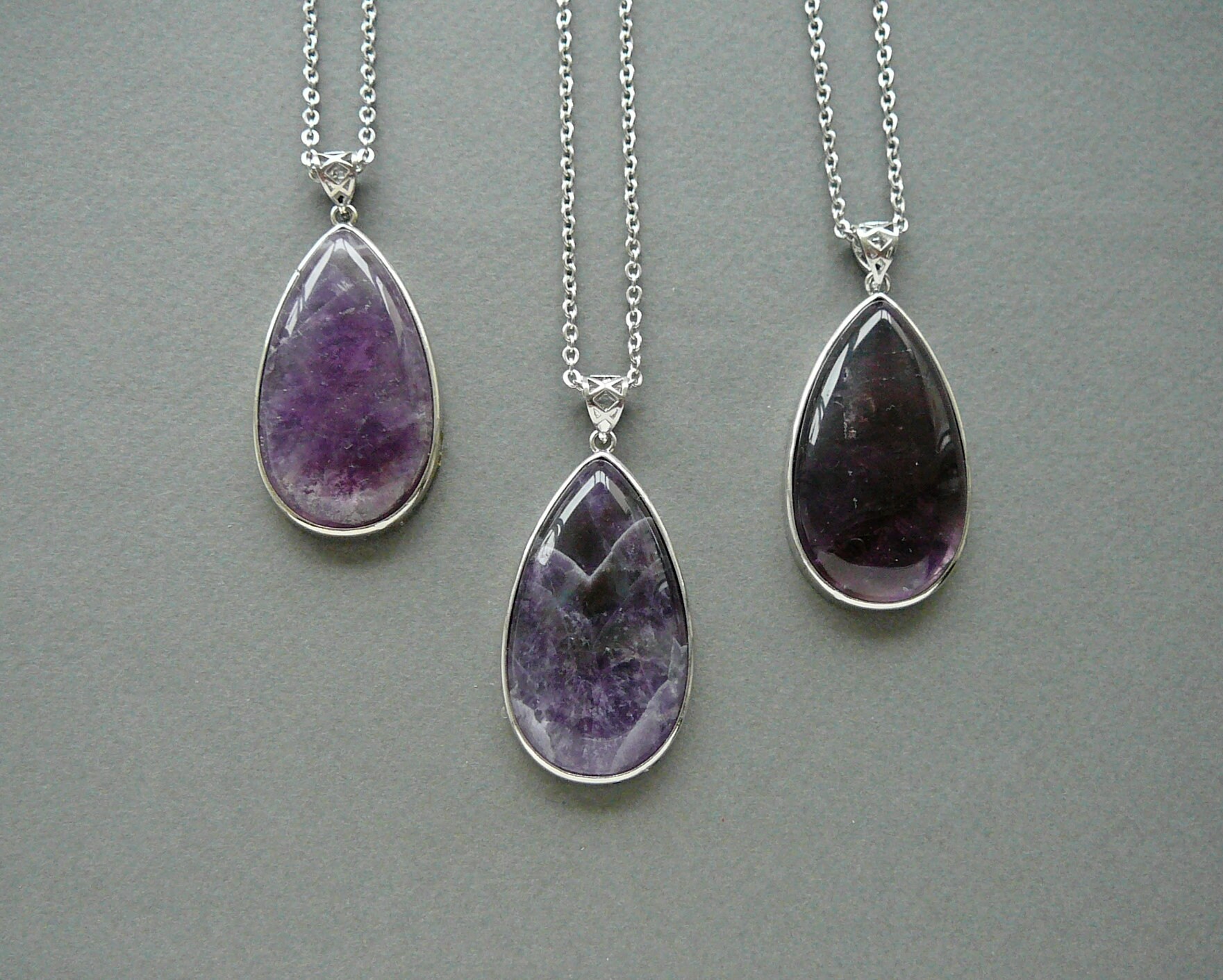 Amethyst Necklace Natural Amethyst Drop Pendant Long Gemstone | Etsy