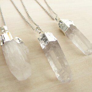 Raw Clear Crystal Point Necklace Healing Crystals Necklace for | Etsy