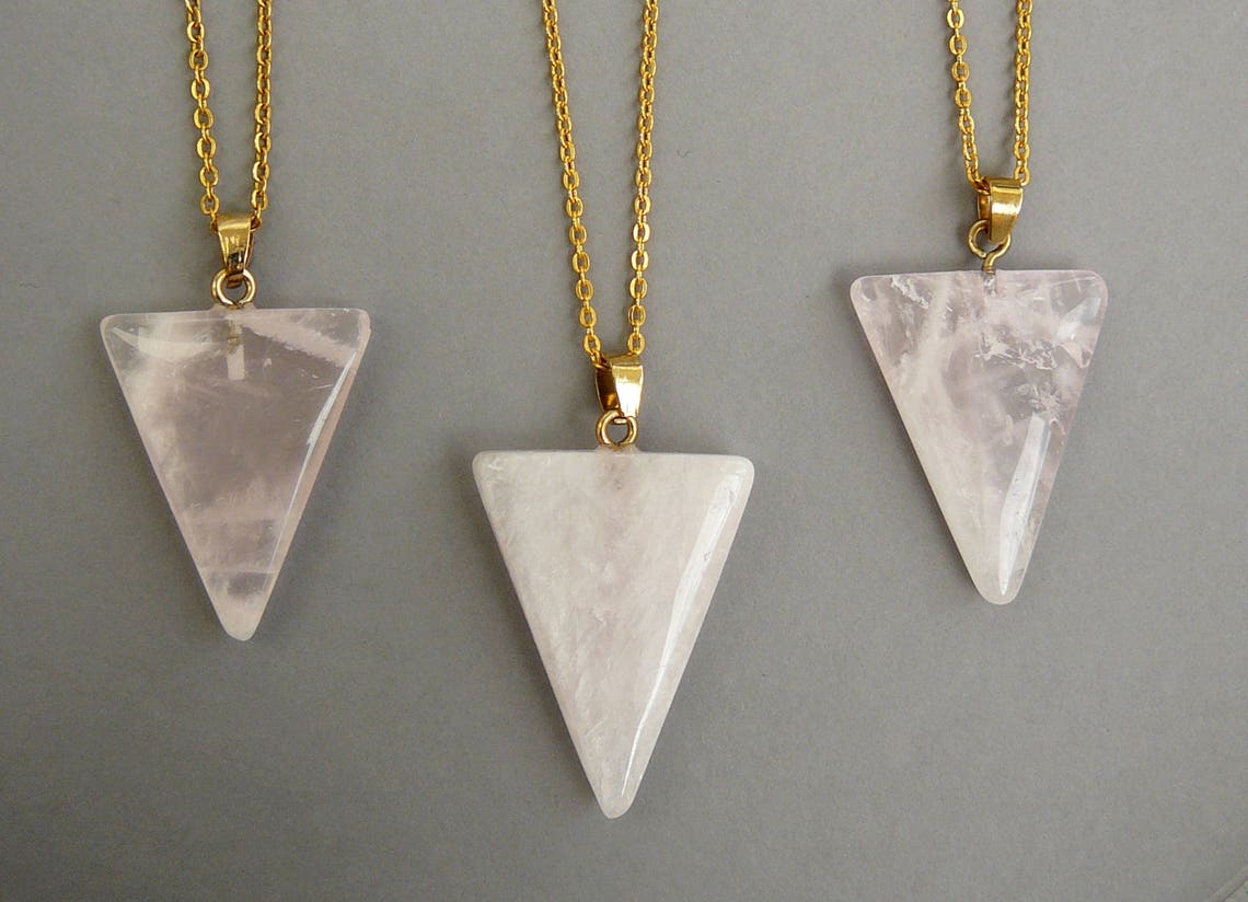 Rose Quartz Gold Necklace Rose Quartz Pendant Crystal Jewelry - Etsy