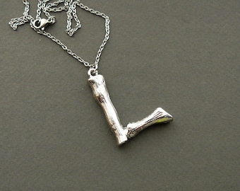 Big Letter Necklace Silver Tone Initial Alphabet Letter | Etsy