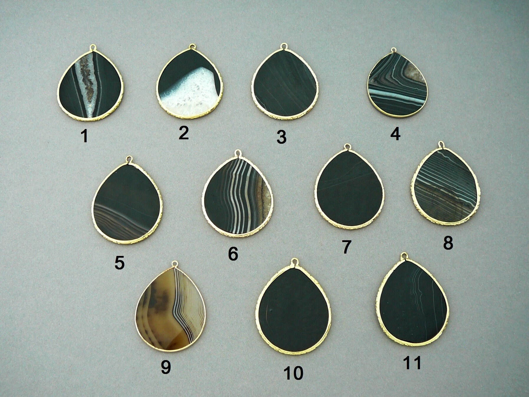 Agate Slice Necklace Black Agate Pendant Gift for Women | Etsy