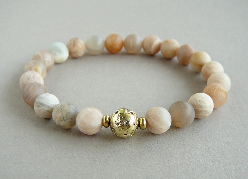 Sunstone Bracelet Golden Lava Beaded Bracelet for Women Gift - Etsy