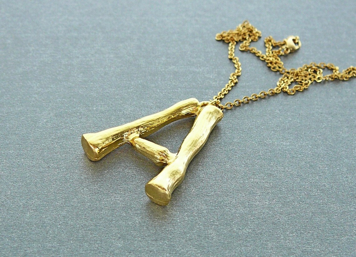 Big Letter Necklace Women Large Initial Necklace Gold Plated | Etsy