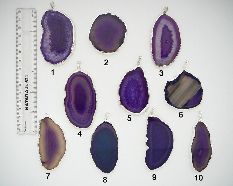 Purple Agate Slice Necklace for Women Gift Violet Agate | Etsy