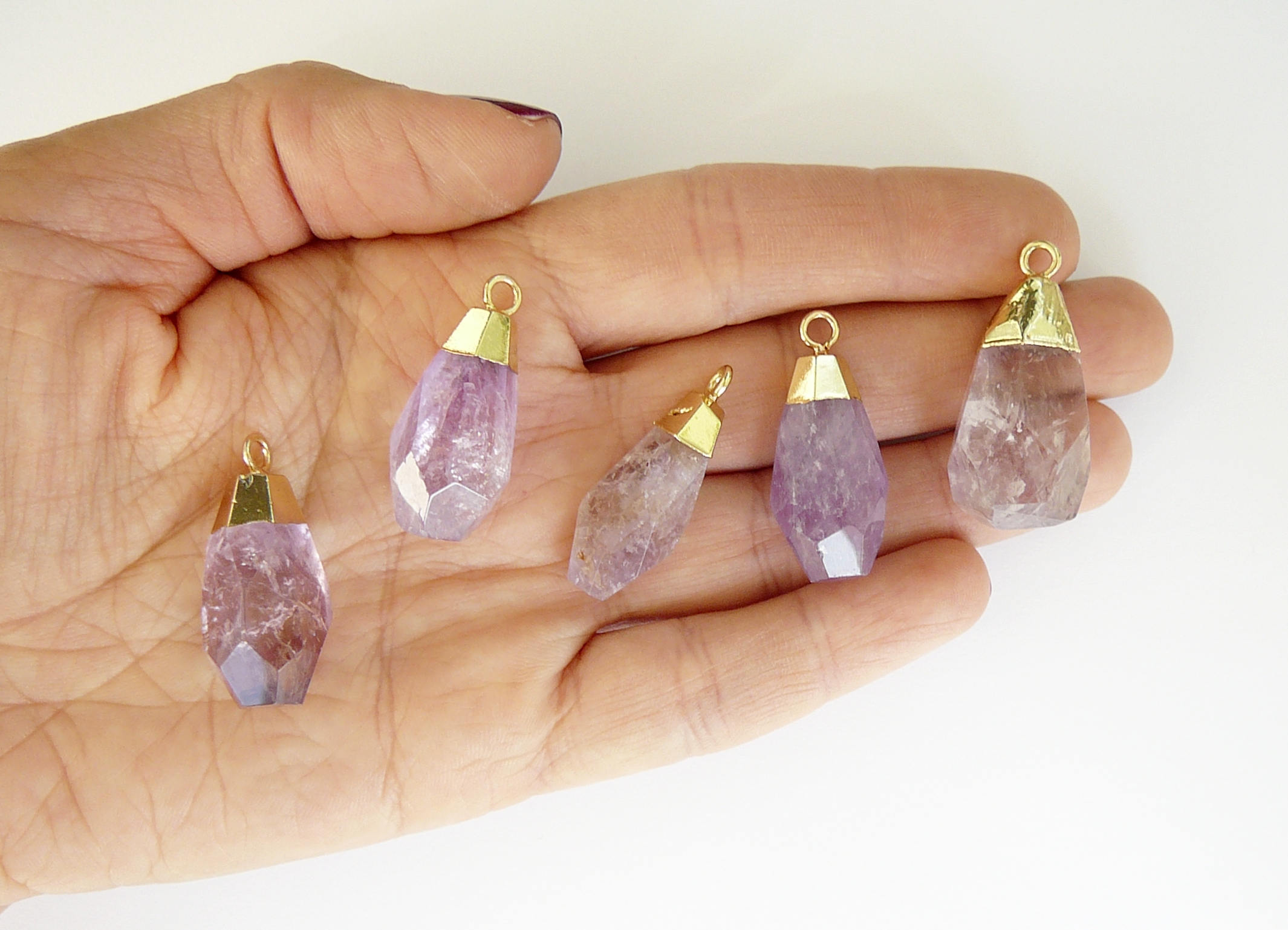 Amethyst Necklace Natural Amethyst pendant Gold amethyst | Etsy