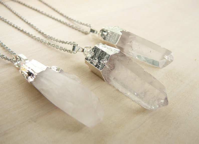 Raw Clear Crystal Point Necklace Healing Crystals Necklace for - Etsy