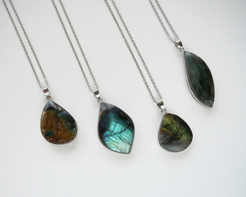 Labradorite Necklace Labradorite Pendant Silver Natural | Etsy