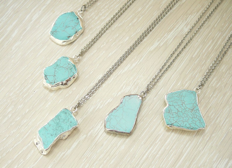Turquoise Necklace Turquoise Pendant Long Necklace for | Etsy
