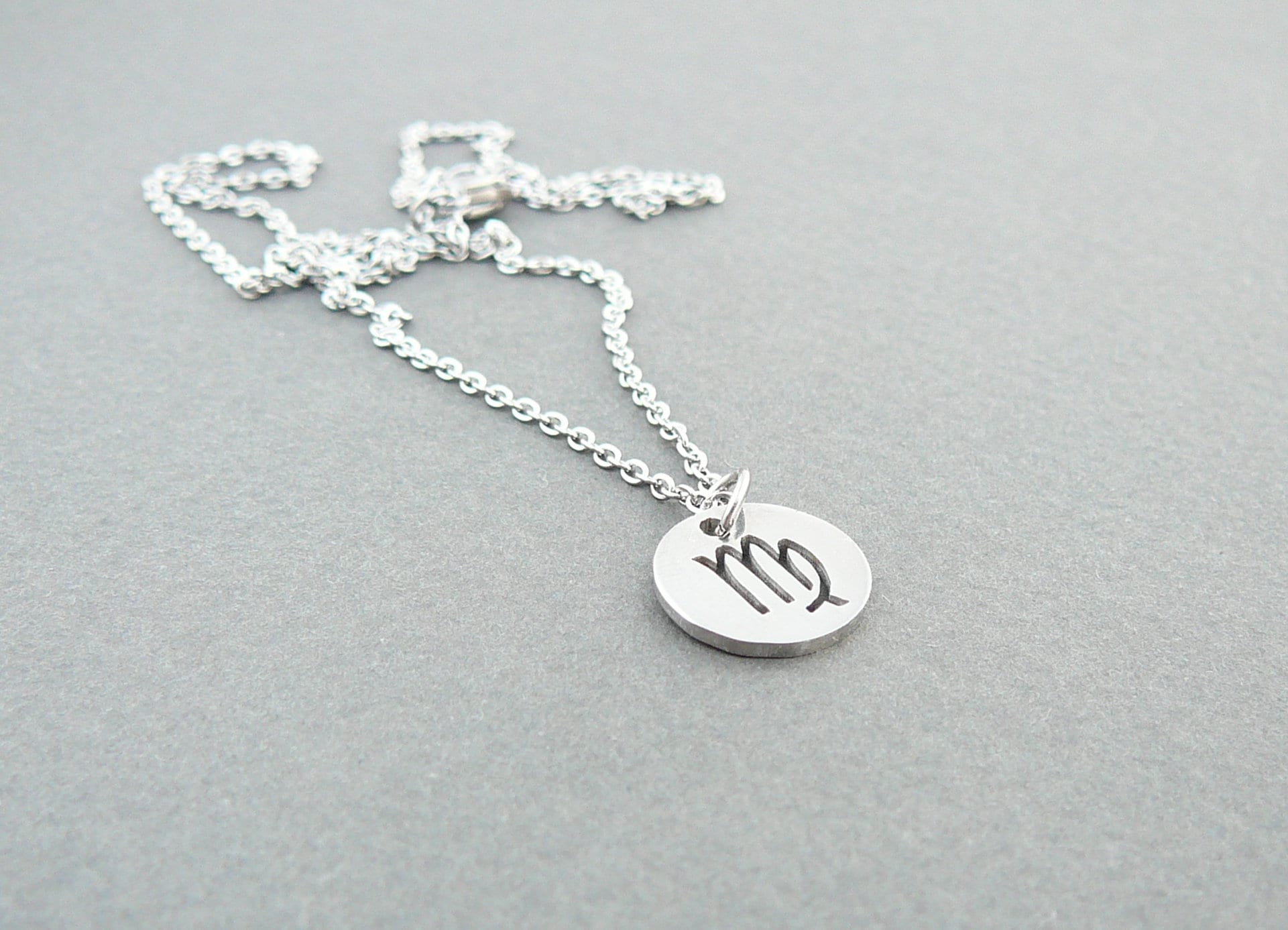 Virgo Necklace Silver Zodiac Pendant Mens Womens September - Etsy
