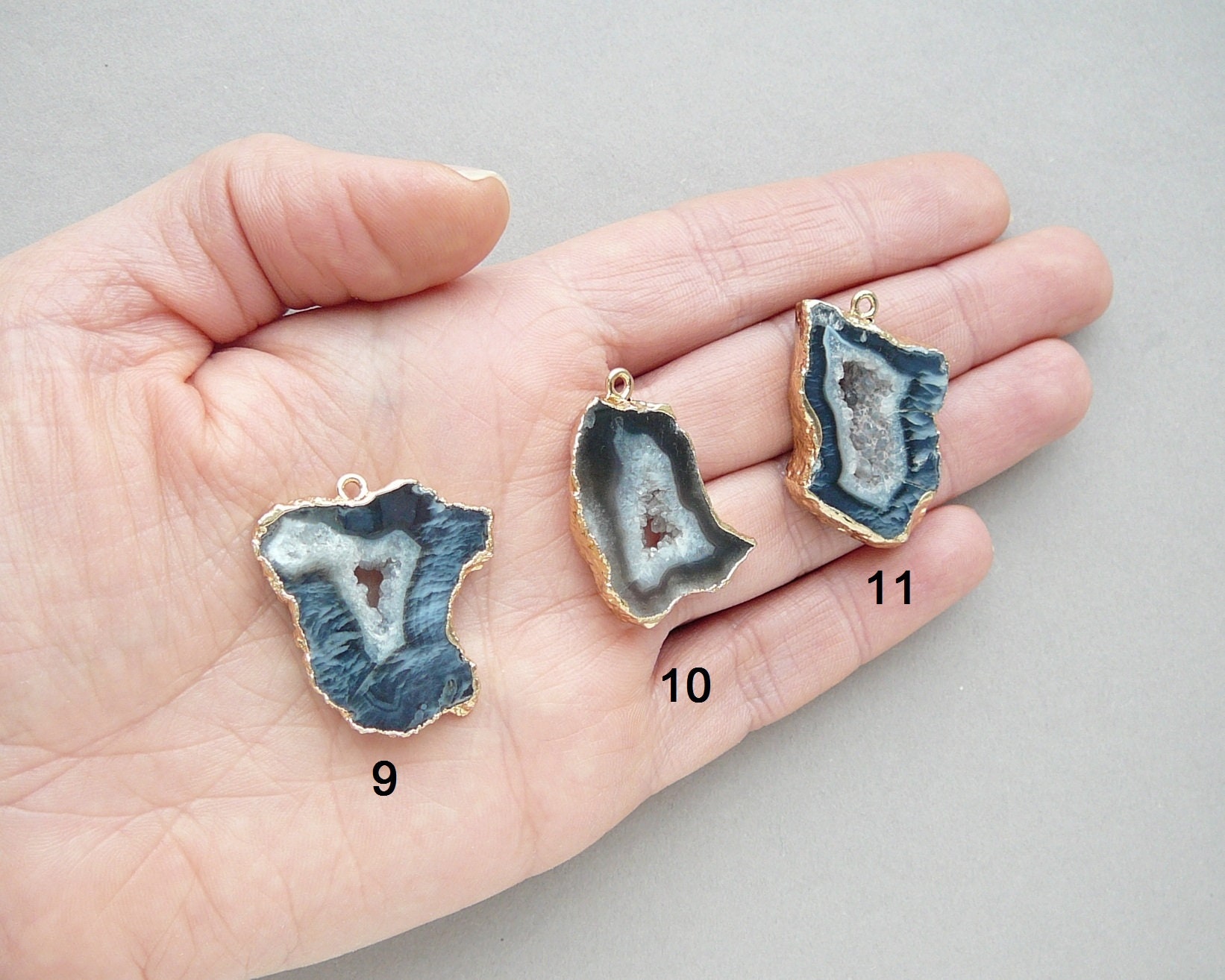 Black Agate Slice Necklaces Big Agate Slice Pendant for Women | Etsy