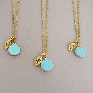 Turquoise Necklace for Women Initial Necklace Letter Pendant Necklaces ...