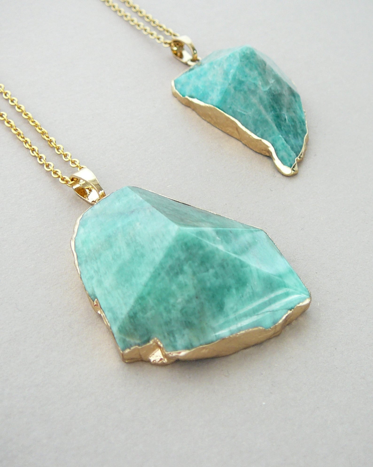 Raw Amazonite Necklace Big Amazonite Pendants Mint Green - Etsy