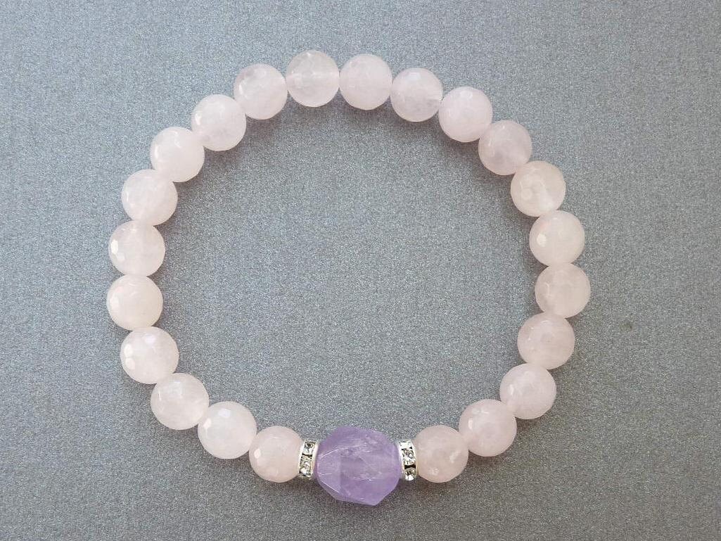 Rose Quartz Bracelet for Women Gift Sister Gift for Mother Natural Rose ...