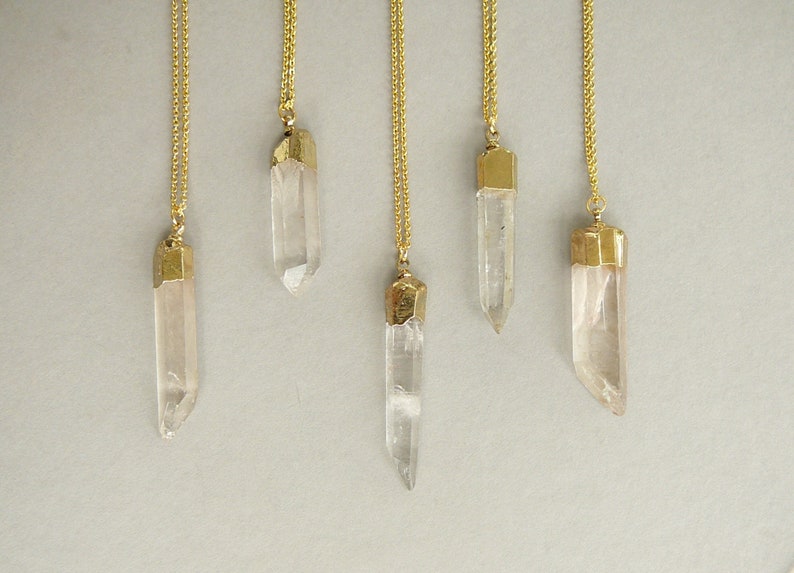 Raw Clear Quartz Necklace Crystalline Pendant Necklaces April - Etsy