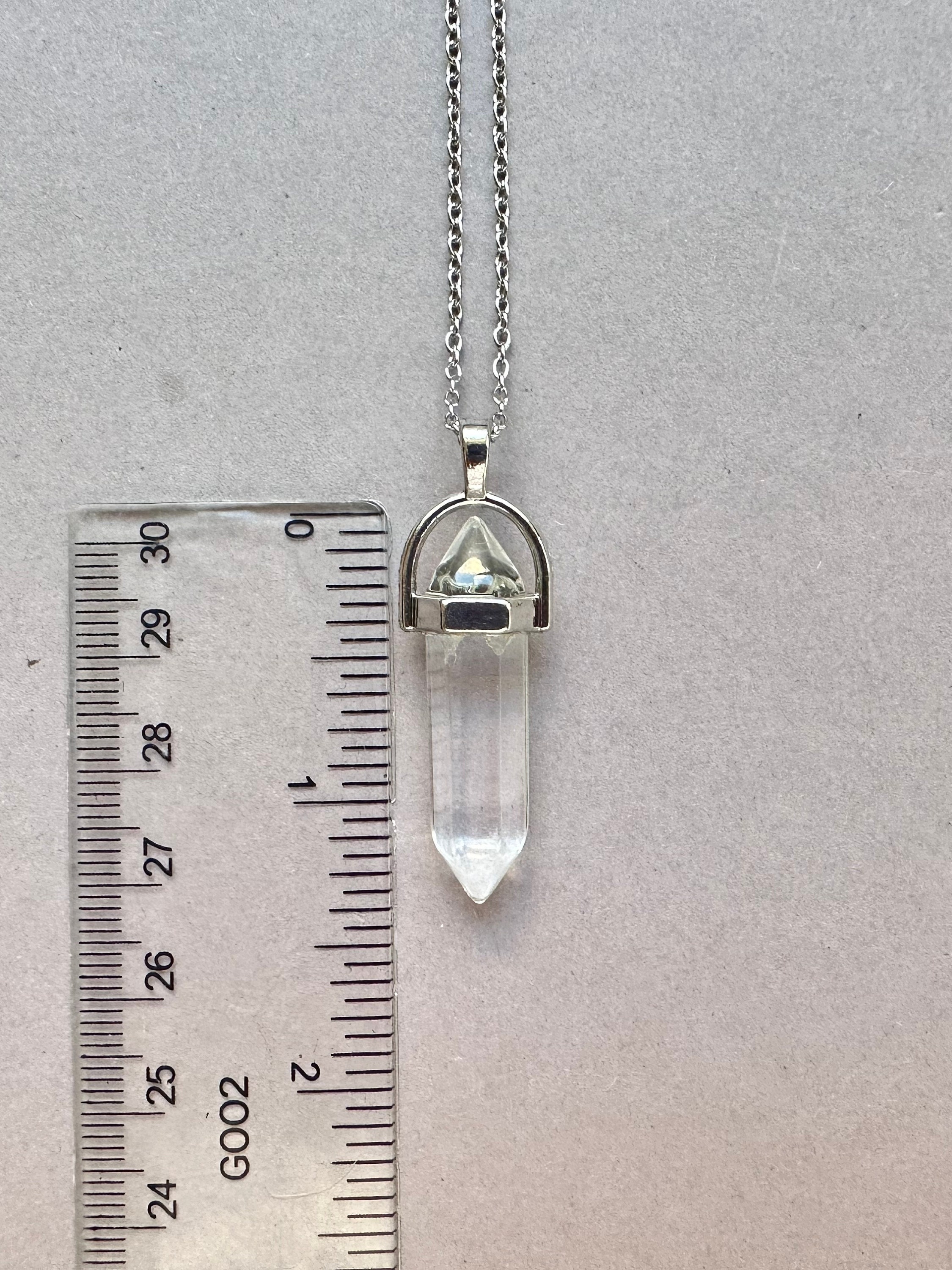 Clear Quartz Necklace, Crystal Quartz Pendant, April Birthstone, Aries ...